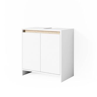 Vicco Waschbeckenunterschrank Weiß/Sonoma Emma 58x60x33 cm - Unterschrank für das Badezimmer, Ideal für kleine Räume und schmale Nischen