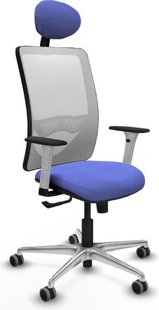 Piqueras y Crespo B&uuml;rostuhl Zulema mit wei&szlig;en und schwarzen Armlehnen, h&ouml;henverstellbare Lendenwirbelst&uuml;tze und festes Kopfteil, ausgestattet mit 3 Positionen, Wei&szlig;/Hel