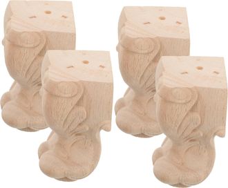 Soimiss 4 Stück Massive Holz Möbelbeine Geschnitzte Europäische Tisch Stuhlbeine Robuste Möbelfüße aus Vollholz Einfach zu Montierende Ersatzfüße für Kommode 