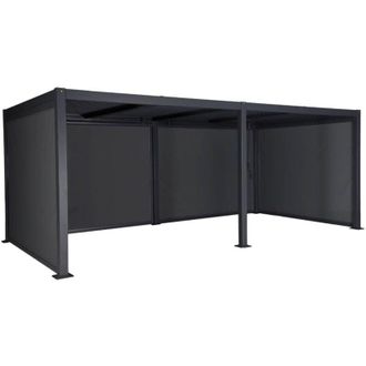 Sweeek Pergola bioclimatique aluminium et acier 3x6m lames orientables + 4 stores 3m PALACE anthracite