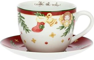 Thun Frühstückstasse mit Untertasse aus Porzellan, Kollektion Weihnachtsüberraschungen, Sammlertasse, Geschenkidee zu Weihnachten, Tasse Ø 12,3 cm, 10 cm, 