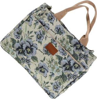 Frcolor PACKOVE Paquet Cabas en Toile Verte &agrave; Imprim&eacute; Floral pour Femme Grand Paquet Fourre-tout Fermeture &Eacute;clair et Poche Int&eacute;rieure Polyvalent pour Shopping