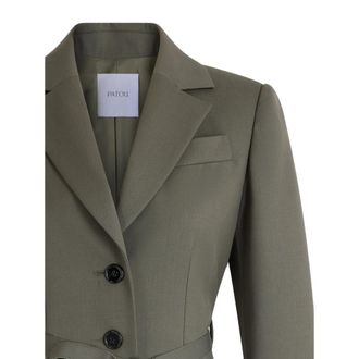 Patou Belted Wool Blazer - Green