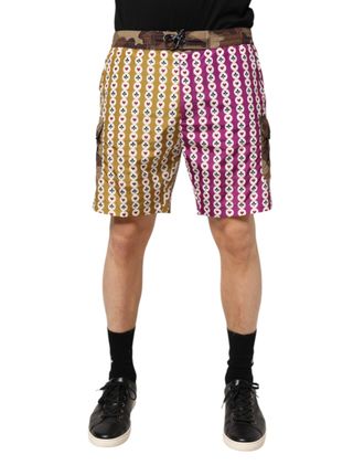 Dolce & Gabbana Mens Multicolor Playing Card Camouflage Shorts Swimwear Polyester