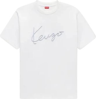 Kenzo Homme, Tops, Blanc, Taille: XL Signature T-Shirt