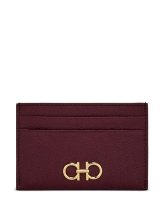 Ferragamo porte-cartes &agrave; plaque Gancini - Rouge