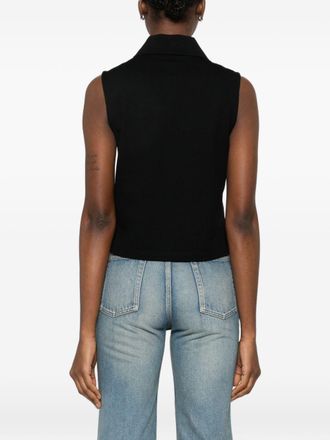 Saint Laurent Cotton Polo Tank Top - Black