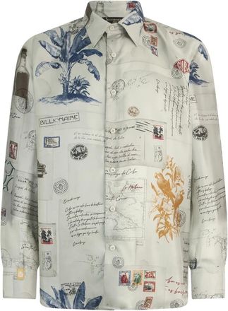 Billionaire Boys Club Homme, Chemises, Beige, Taille: 3XL Printed Silk Shirt Letter