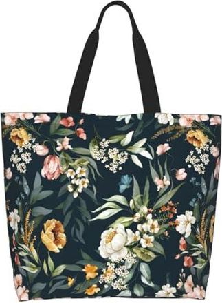 Generic Feuilles De Fleur Sac Courses Grand Sacs De Courses Pliable Sac Fourre-Tout Pour Shopping Gym Plage