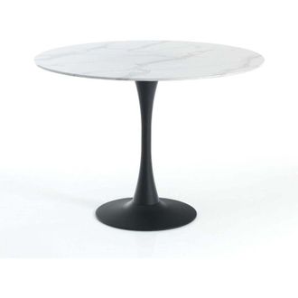 Oresteluchetta Runder Esstisch aus Glas mit Marmor-Effekt 90x180cm Valley