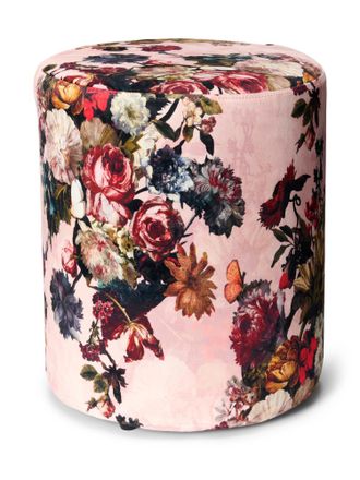 Essenza Pouf Karli Darling pink, Ø 40 cm - 100% Polyester Samt - Blumen