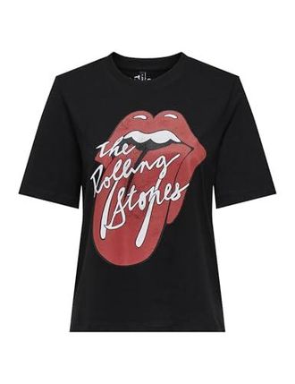 Only Onlrolling Stones Life S/S Top Box JRS, Noir, XL Femmes