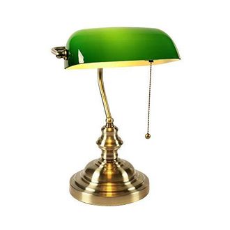 Newrays Lampe de bureau de banquier en verre avec interrupteur &agrave; cha&icirc;ne (Vert)