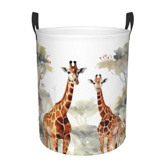 Generic Aquarell-Giraffen Korb W&auml;sche Rund Korb Aufbewahrung Wasserdichter W&auml;schebeh&auml;lter F&uuml;r Kuscheltier Waschk&uuml;che Badezimmer