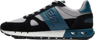 Emporio Armani Emporio Armani (X8X151-XK354-T519) Baskets pour homme Noir/gris/turquoise, l&eacute;g&egrave;res, &eacute;l&eacute;gantes, confortables, d&eacute;contract&eacute;es, &agrave; lacets, logo, Noir/gris/