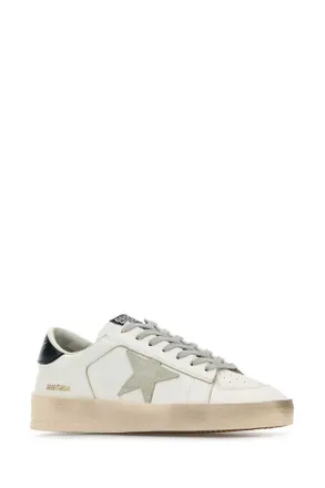 Golden Goose Mens White Leather Stardan Sneakers Whiteiceblue