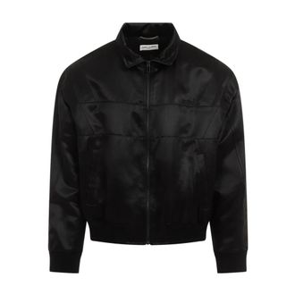 Saint Laurent Schwarze Satin Teddy Jacke - - Jackets - Herren - Schwarzk - M
