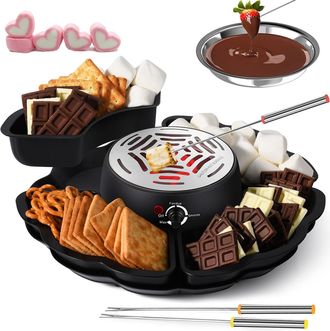 Generic SMores Maker & Chocolate Fondue Set, 2-in-1-tabletop-indoor-sMores-kit Mit Temperaturkontrolle Und 10 Accessoires, 280w Electric Marshmallow R&ouml;ster F&uuml;