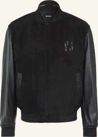 HUGO BOSS Lederblouson Mileon schwarz