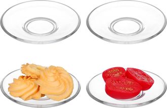 UPKOCH Alipis Runde Glas Untertassen 4 St&uuml;ck 3.5 Zoll Klare Tee Unterteller Transparente Kleine Teller F&uuml;r Kaffee Snacks Zuhause Und Restaurant