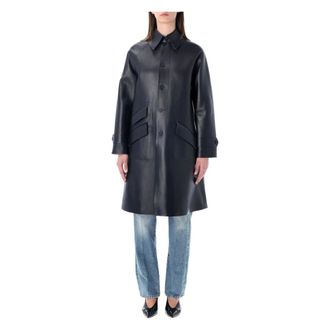 Ralph Lauren Femme, Manteaux, Bleu, Taille: 34 FR Trench-coat en cuir