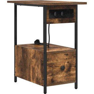 vidaXL Cabinet de chevet Ch&ecirc;ne fum&eacute; 60 x 30 x 61 cm Bois ding&eacute;nierie Vidaxl