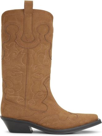 Ganni Cowboystiefel in Wildlederoptik 40mm - Braun