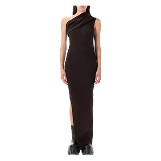Rick Owens Braunes Asymmetrisches Gerafftes Kleid Aw25 - - Dresses - Damen - Braun - S