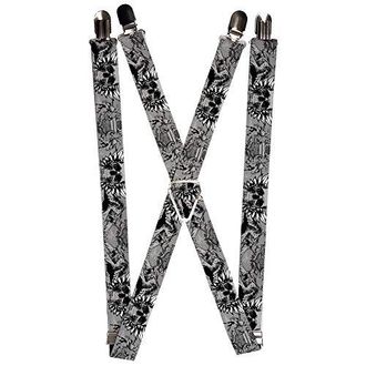 Buckle Down Suspender-Skulls Jarretelles, Multicolore, Taille Unique Mixte