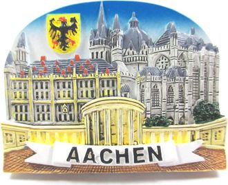 Generic Aachen Magnet Dom Rathaus Elisenbrunnen Poly Souvenir Germany Neu