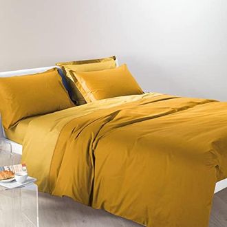 Caleffi Bettbezug für Einzelbett, zweifarbig, Sonnengelb, aus Baumwolle, 78447