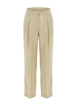 120% Lino Casual Hose - Beige