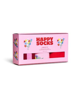 Happy Socks Everyday Basics - Crew Socken Geschenksets - Blumen & Streifen - 3er-Pack Größe 41-46