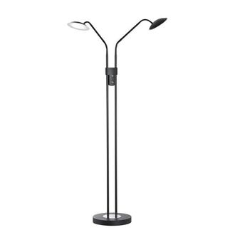 Fischer & Honsel Stehleuchte, Tallri | sandschwarz| H: 135 cm, D: 25,5 cm, A: 40 cm|stufenlos dimmbar| Farbtemperatureinstellung 3 Stufen| 2x LED 7,5 Watt, 2700/3350/4