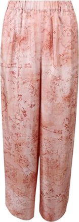 Max Mara Femme, Pantalons, Rose, Taille: 40 FR Pantalon large en soie &agrave; imprim&eacute; floral