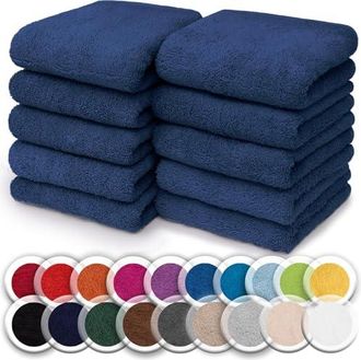 NatureMark Lot de 10 Gants de Toilette en éponge pour Le Visage et Les Mains - 100% Coton, Doux et absorbants - 30×30 cm, Bleu Marine