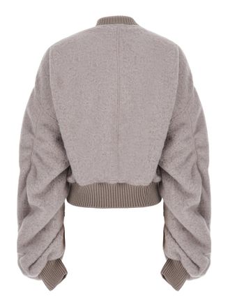 Rick Owens Womens Bomber Jacket Secchia Flight Pink Wool Coat