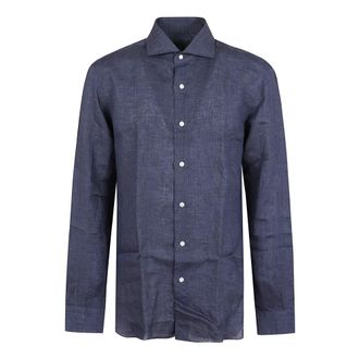 Barba Homme, Chemises, Bleu, Taille: XL Chemise en m&eacute;lange de lin