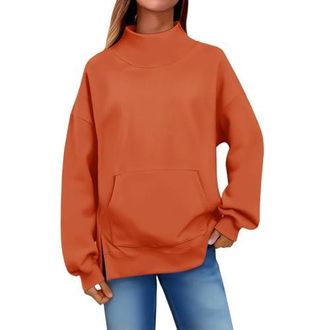 Generic Sweatshirts pour femmes, sweatshirts pour femmes, couleur unie, haut surdimensionn&eacute;, col rond, manches longues, automne hiver, d&eacute;contract&eacute;, confortabl