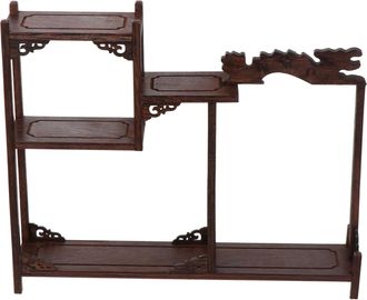 NUOBESTY Holz Kuriosit&auml;tenregal Antiker Ausstellungsst&auml;nder aus Massivem Holz Vintage Wohnkultur Dekor f&uuml;r Wohnzimmer und B&uuml;ro