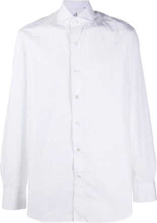 Finamore Homme, Chemises, Blanc, Taille: 2XL Slim Fit Curved-Hem Shirt