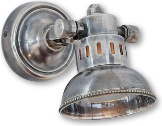 Loberon Wandlampe Rachelle, Handarbeit, Schwenkbares Design, Wandschmuck mit Perlenreliefdekor, Wandleuchte, Wohn-Accessoire, Messing, antiksilber