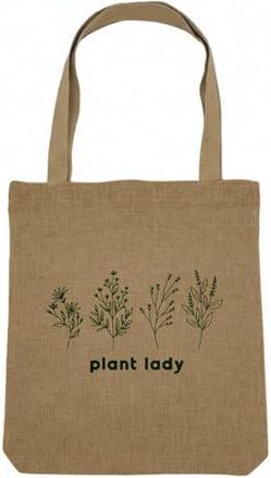 Fabulous Sac Shopping Tote Bag Aspect Lin - Plant Lady - minimaliste &Eacute;cologie Environnement Sac de Courses Toile Epaisse 360g Beige Naturel Cabas Port&eacute; Epaule 