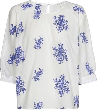 Marie M&eacute;ro Femme, Blouses et Chemises, Bleu, Taille: 46 FR Chemise avec fleurs brod&eacute;es