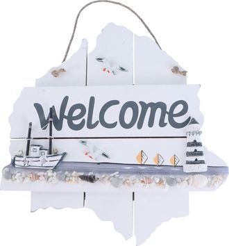 Angoily Mediterranes Holz willkommensschild mit Welcome Aufdruck Hängendes Türschild aus Sicherem Holz mit Glatten Kanten Kreative Meeres deko für Bar und Clu