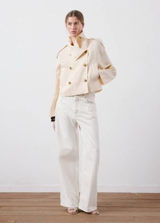 Mango Trench lin col chemin&eacute;e &eacute;cru - Femme - XXS - MANGO