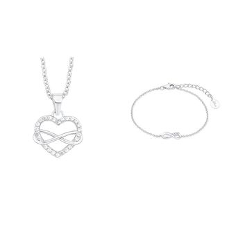 s.Oliver Kette mit Anh&auml;nger 925 Sterling Silber Damen Halsschmuck & Armband 925 Sterling Silber Damen Armschmuck, mit Zirkonia synth., 16+3 cm, Silber, Infinit
