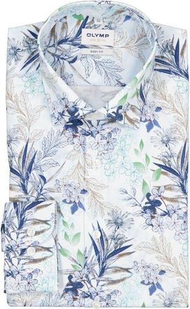Olymp Herren Hemd blau geblümt