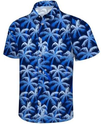 Generic Chemise hawa&iuml;enne &agrave; manches courtes pour homme - Sans plis - Boutonn&eacute;e - &Eacute;vacuation de lhumidit&eacute; - S&eacute;chage rapide - Imprim&eacute; d&eacute;contract&eacute; - Haut color&eacute; 