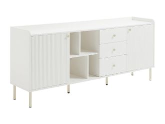 Vente-Unique Sideboard mit 2 T&uuml;ren, 3 Schubladen und 4 F&auml;chern - Wei&szlig; & Gold - LUNAOR